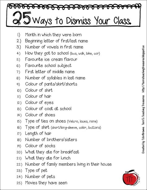 25 Ways To Dismiss Your Class Artofit