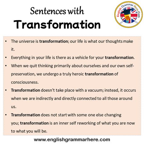 Sentences With Transformation Transformation In A Sentence In English Sentences For