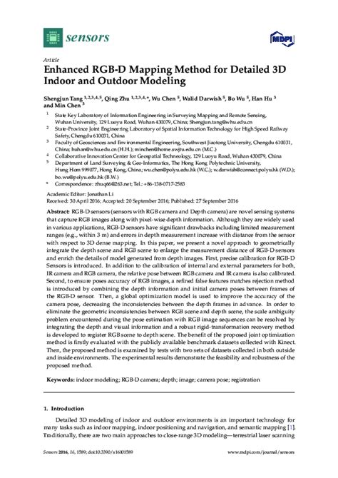 Pdf Enhanced Rgb D Mapping Method For Detailed 3d Indoor And Outdoor Modeling
