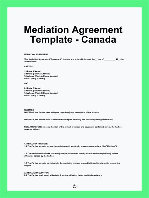 Mediation Agreement Template Canada
