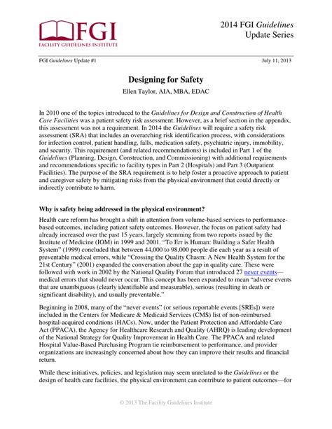 Pdf Fgi Guidelines Update Designing For Safety