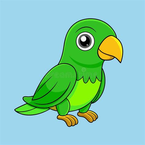 Green Parrot Cartoon Vector Illustration Vibrant And Fun Design Stock