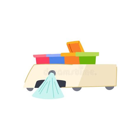 efficiency mini robot sorting trash cartoon vector illustration stock