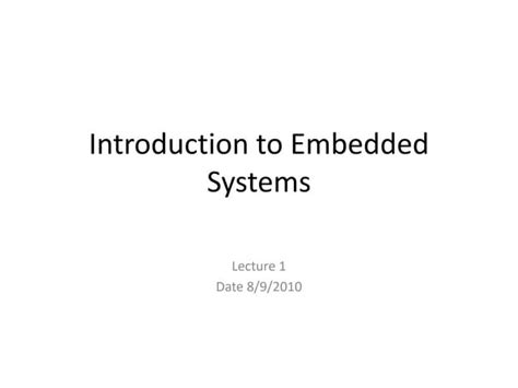 Introduction To Embedded Systempptx