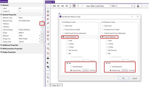 Risa Partial Fixity End Releases In Risa 3d