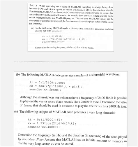 Solved P 413 When Operating On A Signal In Matlab Sampling