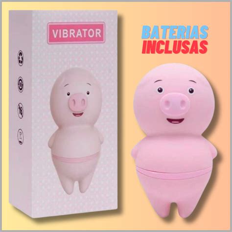 Masturbador Feminino Vibrador Porquinho Com Estimulador De Clitóris à Bateria Sex Shop