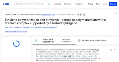 Ethylene Polymerization And Ethylene 1 Octene Copolymerization With A Titanium Complex Supported