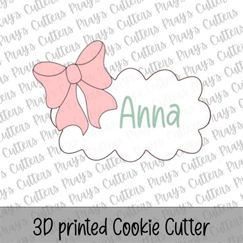 Bow Plaque Cookie Cutter Scalloped Frame 3d Printed Etsy