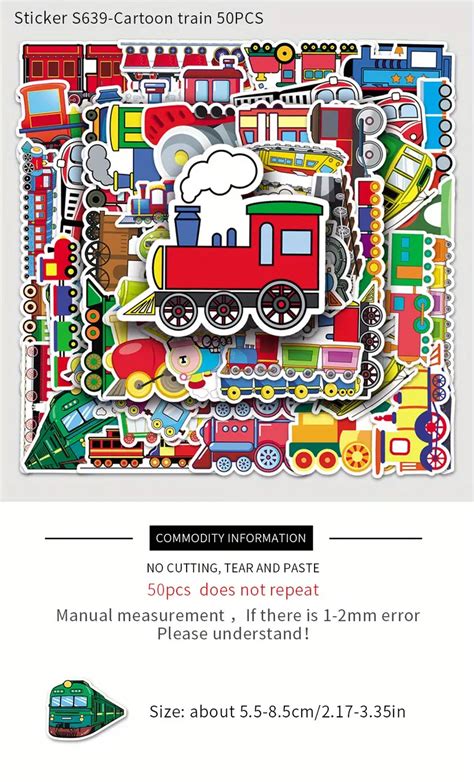 50pcs 만화 작은 기차 낙서 만화 스티커 Diy 스케이트 보드 전화 수하물 컴퓨터 방수 스티커 Temu Republic Of Korea