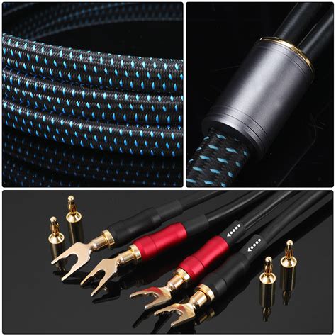 Premium Hi Fi Speaker Cable With Replaceable Connector Banana Y Plug Audio Cable For Amplifier