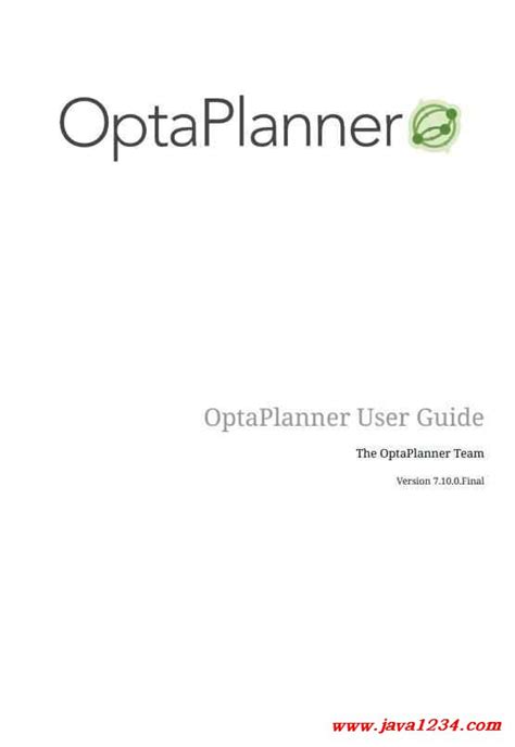 Optaplanner使用手册（7100）pdf 下载java知识分享网 免费java资源下载