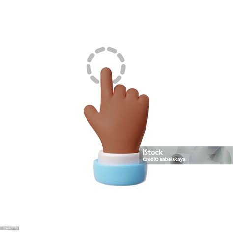 3d Hand Pointing Forefinger Gesture On Digital Dotted Circle Vector Icon Touch Or Click Cursor