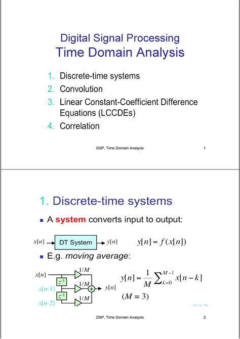 Lec02 Time Domain 2 Digital SP Thesis DSP Time Domain Analysis 1 Digital Signal