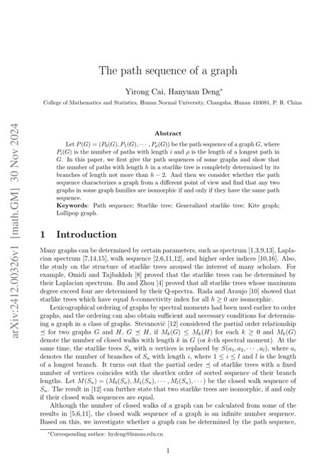 Pdf The Path Sequence Of A Graph