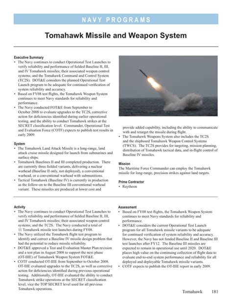 Tomahawk Missile And Weapon System