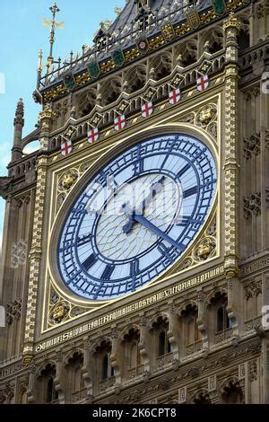 Close Up Of The Clock Face Of Big Ben Elizabeth Tower London Uk After