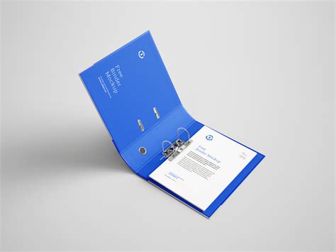 蓝色活页夹文件夹内页psd样机模型 优社Uther