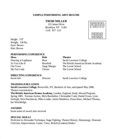 Free 10 Sample Dance Resume Templates In Ms Word Pdf