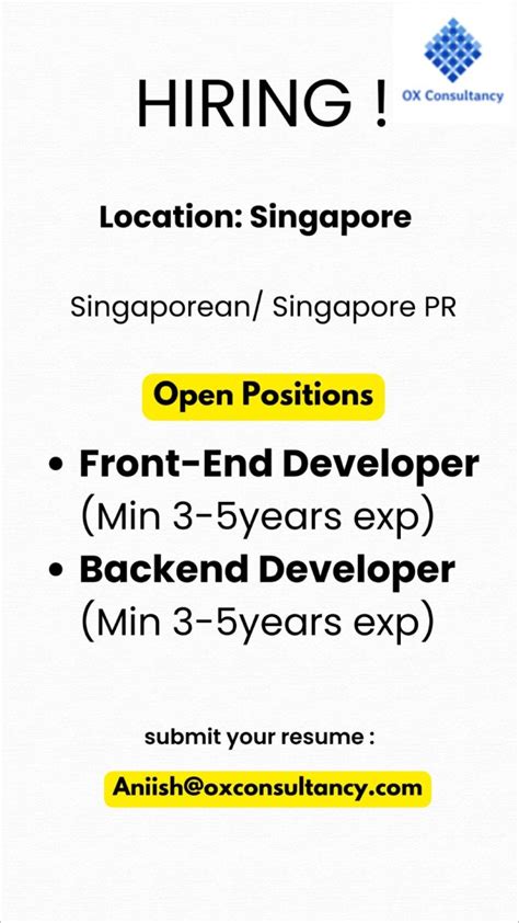 Aniish S On Linkedin Hiring Singapore Frontend Backend Developer Singaporean Pr