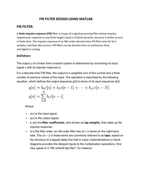 Fir Filter Design Using Matlab Pdf