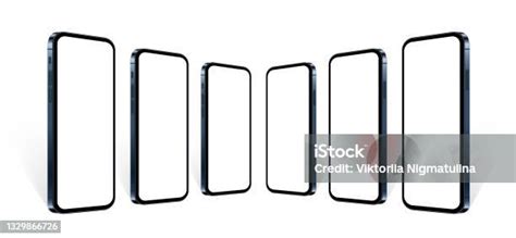 파란색 전화는 빈 화면이 서있는 모형 앱 또는 디자인 프레젠테이션을 표시하기 위한 3d 사실적인 모바일 스마트폰 흰색 백그라운드 셀 장치 템플릿에서 격리되었습니다 Brand