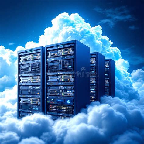 High Tech Rack Of Servers In Cloud Data Center Modern It Infrastructure Cloud Computing And