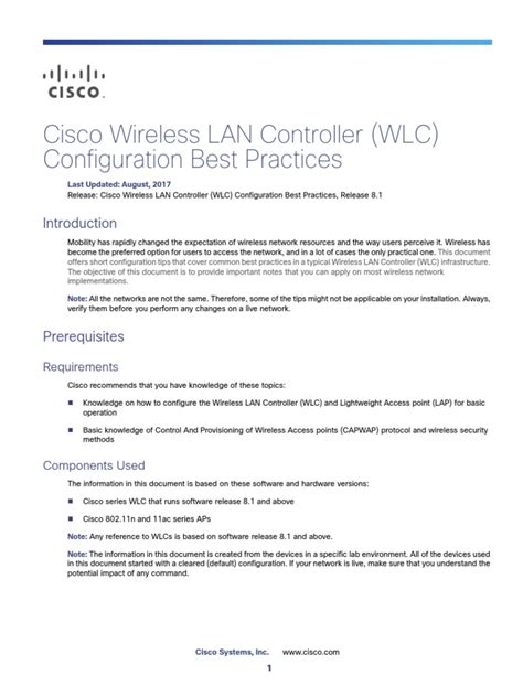 Cisco Wlc Configuration Best Practices Network Design Recommendations And Configuration