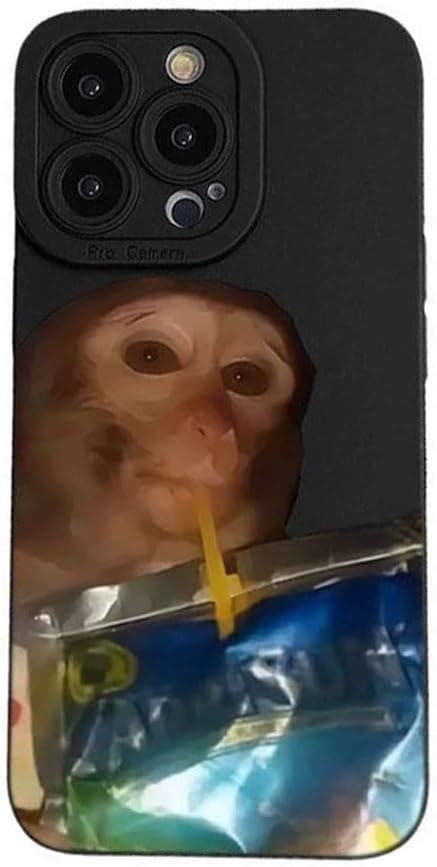 Lscsdf Monkey Phone Case Funny Monkey Drinking Capri Sun