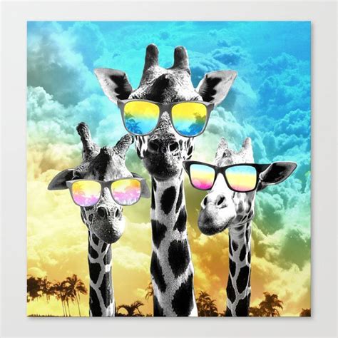 Crazy Cool Giraffe Canvas Print By Poison Wednesday Colorful Giraffe