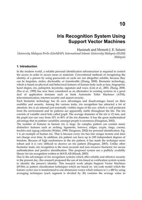 Pdf Iris Recognition System Using Support Vector Machines