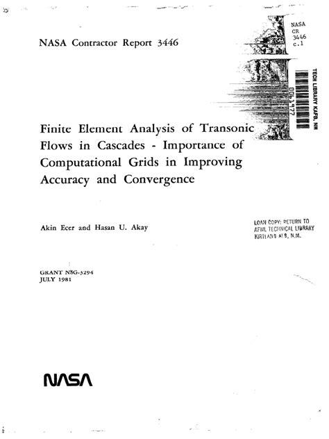 Pdf Finite Element Analysis Of Transonic Flows In Cascades