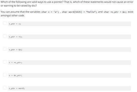 Solved Which Of The Following Are Valid Ways To Use A
