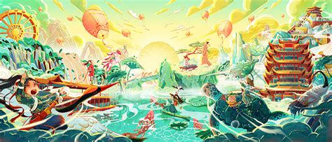 氛围感古风插画场景kv—侠女出游觅知音幽大倪 站酷zcool