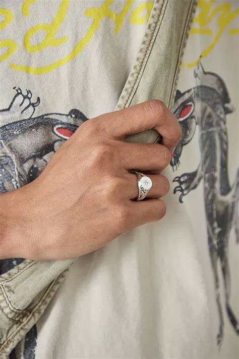 Chained Able Scroll Signet Ring Urban Outfitters Uk