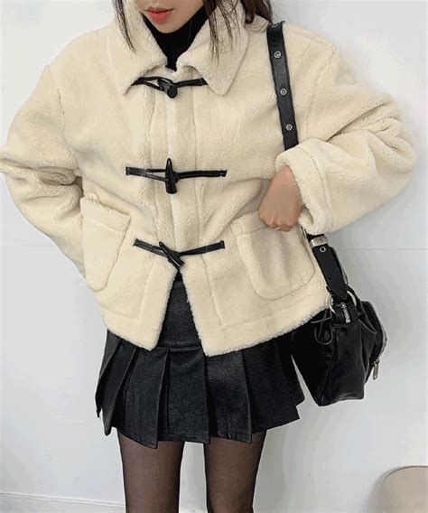 [신상타임할인][프레첼]윈터 양털 뽀글 떡볶이 단추 자켓 에이블리