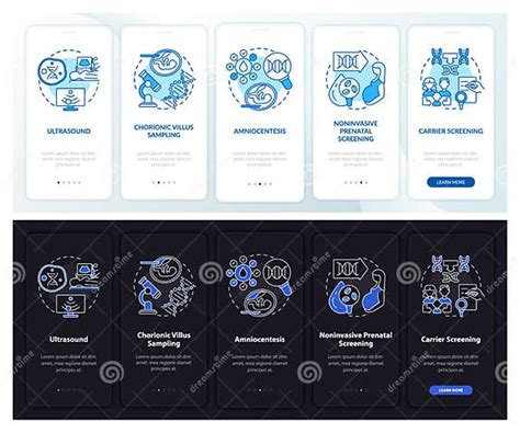 Genetic Diseases Testing Onboarding Mobile App Page Screen With Concepts Stock Vector