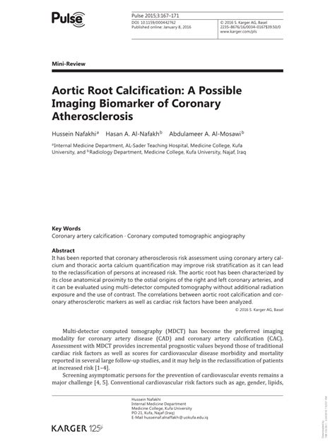 Pdf Aortic Root Calcification A Possible Imaging Biomarker Of