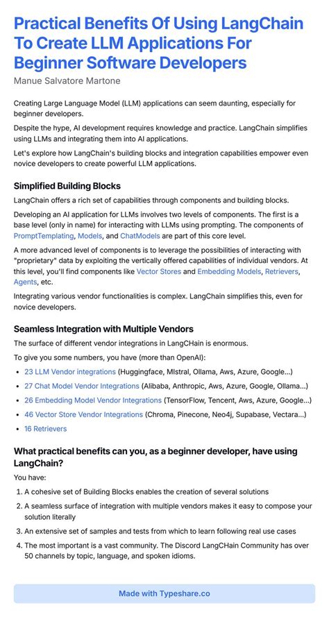 Langchain Developer Beginners Llm Building Vendors Manuel Salvatore Martone