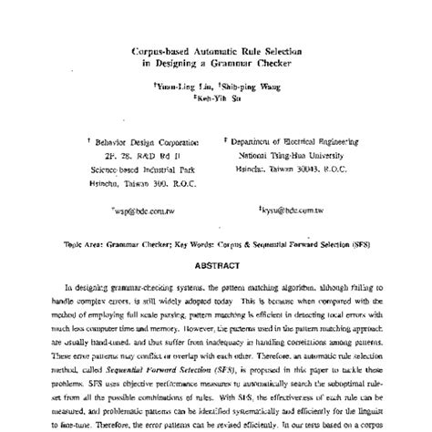 Corpus Based Automatic Rule Selection In Designing A Grammar Checker