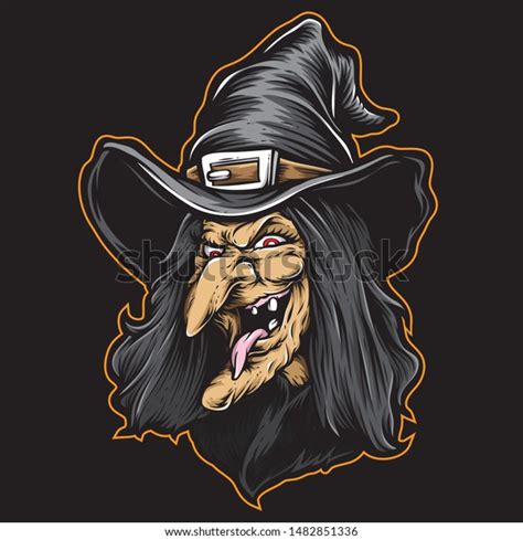 Scary Witch Face Vector Art
