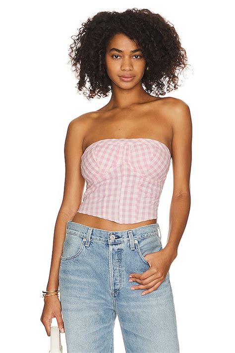 Free People Leilani Tube Top In Pink Gingham Revolve