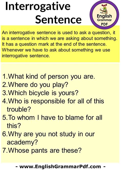 What Is Interrogative Sentence 7 Interrogative Sentences Examples Sentence Examples English
