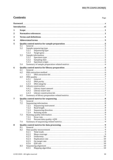 ISO TS Genomics Informatics Quality Control Metrics For DNA Sequencing
