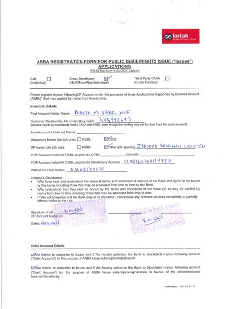 Kotak Asba Registration Form Pdf