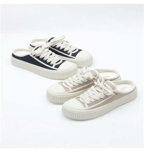 코지 카라멜 페브릭 둥근코 4cm 운동화 뮬 블로퍼 티몬
