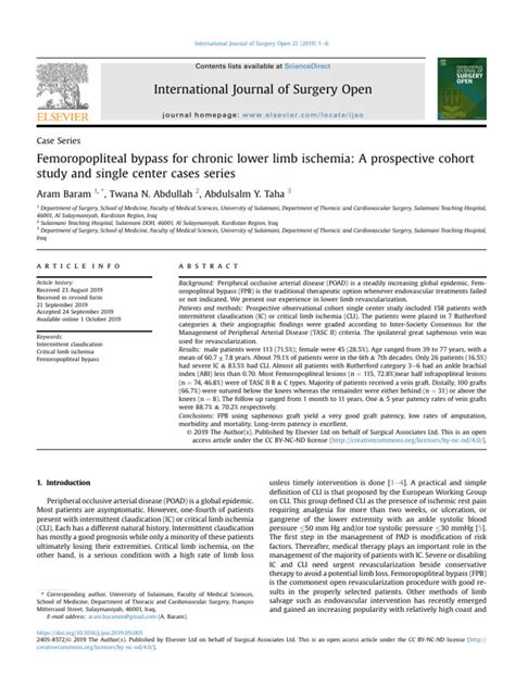 Fem Pop Bypass Pdf Medical Specialties Clinical Medicine