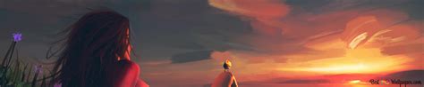 Lonely Girl Joying Sunset Beauty 4k Wallpaper Download