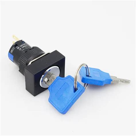16mm Plastic 6 Pin Terminal Square Shape Type 1no1nc Key Switch 2 Position Maintain Plastic