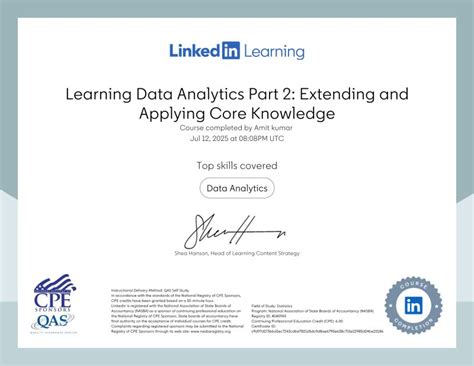 Just Finished The Course “learning Data Analytics Part 2 Extending And Applying Core Knowledge